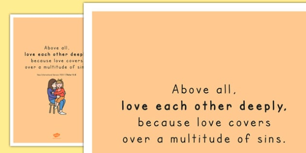 Above All, Love Each Other Deeply' Bible Scripture Motivational Poster