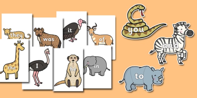 100 High Frequency Words On Safari Animals