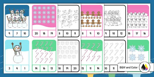 Snowball Soirée Counting Clip Cards | Twinkl (teacher made)