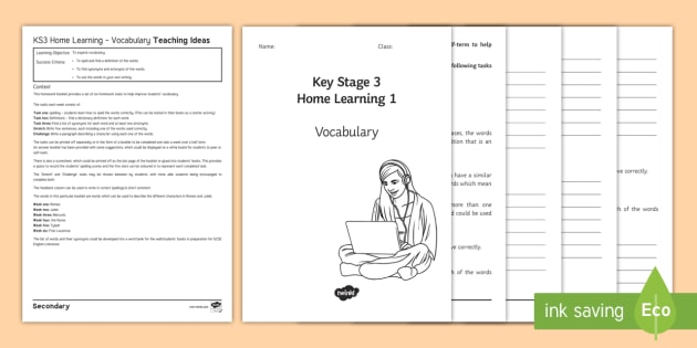 GCSE Home Learning: Vocabulary (1) Booklet (teacher made)