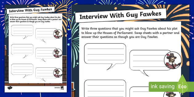 Guy Fawkes Questions - Interview Activity for Children