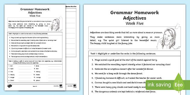 Grammar Homework Week Five (teacher made)