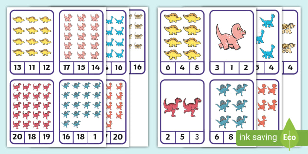Hide-a-Saurus Dinosaur Peg Counting to 20 Activity - Twinkl