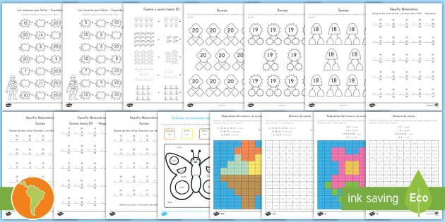 Pack de recursos: Sumas hasta 100 (teacher made)