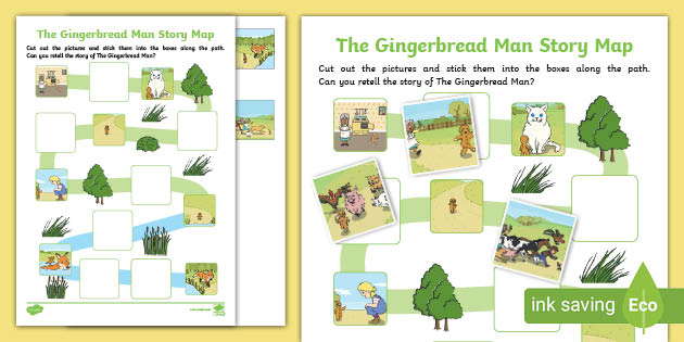 The Gingerbread Man Cut and Stick Story Map Activity