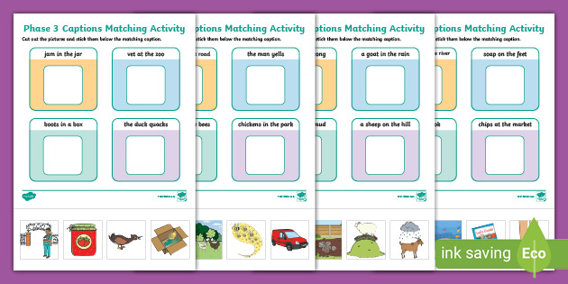 Phase 3 Cut and Stick Caption Matching Activities