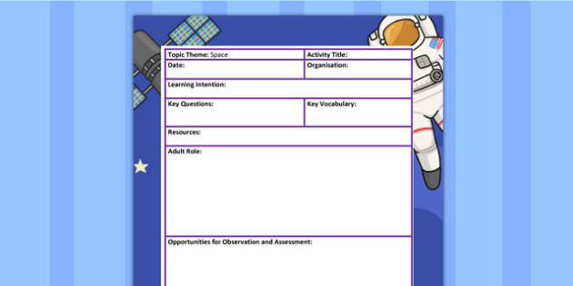 Space Themed Adult Led Focus Planning Template