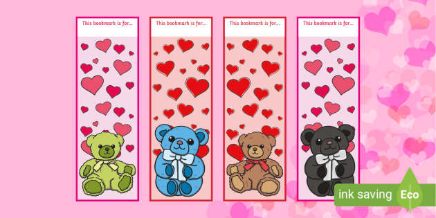 FREE! - Valentine's Day Teddy Bear Bookmarks | Valentine's Themed