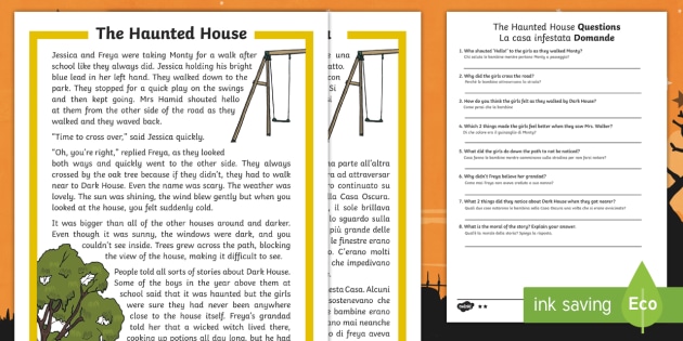The Haunted House Differentiated Reading Comprehension Activity