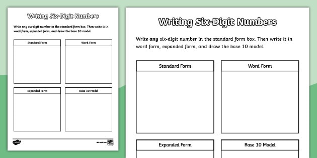 Place Value: Writing Six-Digit Numbers Activity