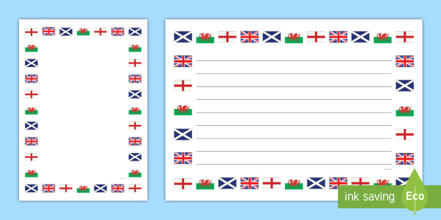 Flags of the United Kingdom Page Border Pack - St Georges Flag Portrait ...