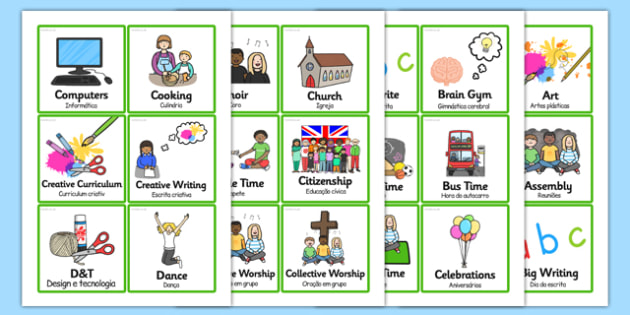 KS2 Visual Timetable Portuguese/English (teacher made)