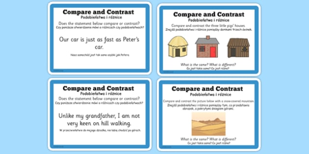 Guided Reading Skills Task Cards Compare and Contrast Polish Translation