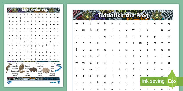 FREE! - Tiddalik the Frog Word Search-Australia