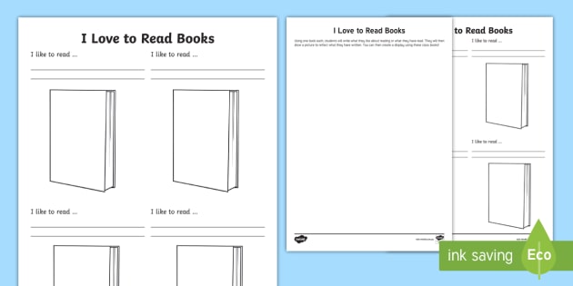 I Love to Read Book Worksheet (teacher made)