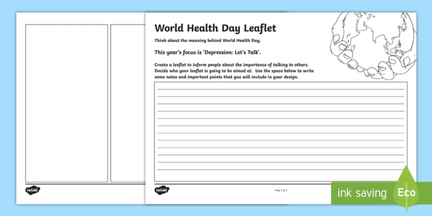 World Health Day Design a Leaflet Worksheet / Worksheet
