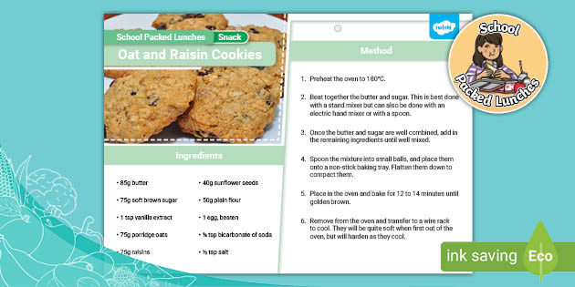 Oat and Raisin Cookies - Healthy School Packed Lunch