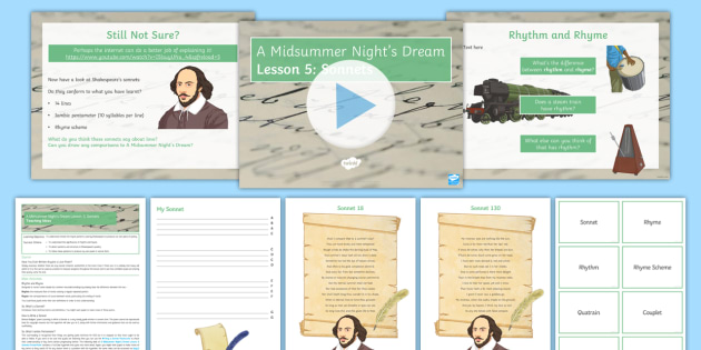 A Midsummer Night's Dream Lesson 5: Sonnets (teacher made)