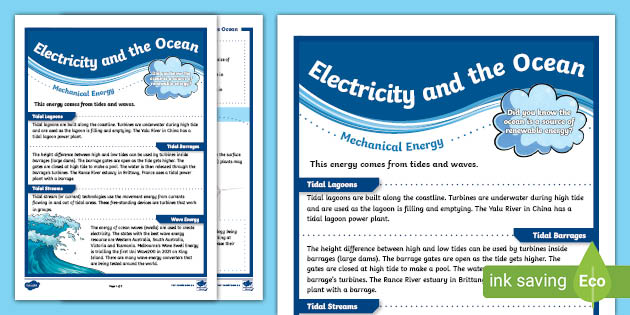 Ocean Energy Fact File - Primary Resources (teacher made)