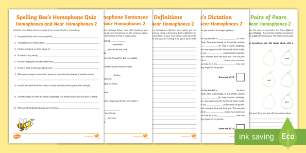 Year 3/4 Spelling at Home: Homophones and Near Homophones 2 Spelling Pack