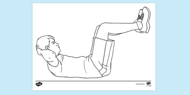 FREE! - Crunch Exercise Colouring Sheet | Colouring Pages