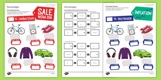 Percentages Practice Sheets - Student-Led | KS3/KS4 Maths