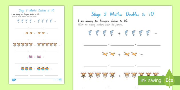 New Zealand Maths Stage 3 Doubles to 10 Worksheet