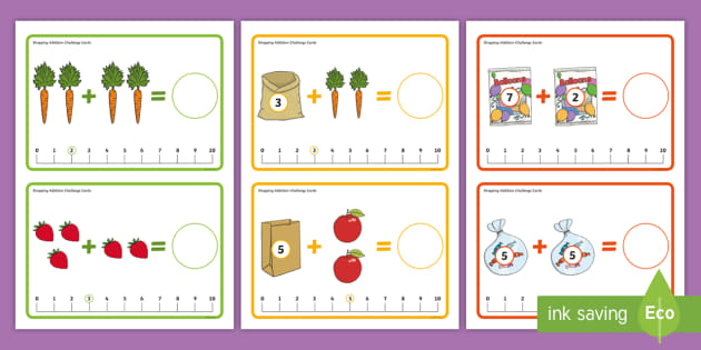 Shopping Addition Challenge Cards