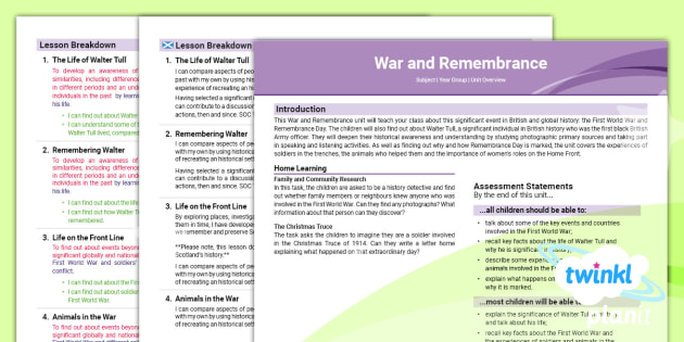 FREE! - History: War and Remembrance KS1 Planning Overview CfE