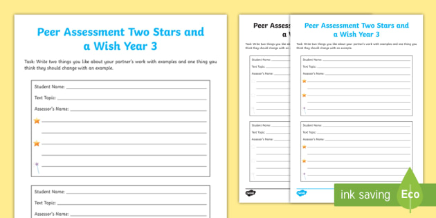 Year 3 Peer Two Stars and a Wish Writing Assessment - writing
