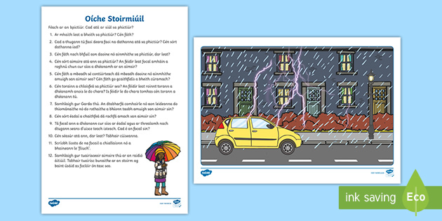 Bileog Oibre: Oíche Stoirmiúil, Teanga Ó Bhéal Worksheet / Worksheet