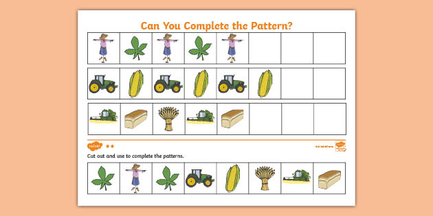 Harvest Complete The Pattern Worksheet