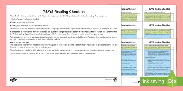 Y5/Y6 Reading Checklist (teacher made)