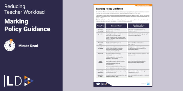 Reducing Teacher Workload: Marking Policy Guidance