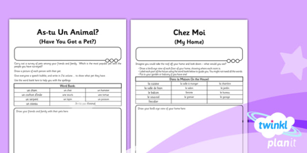 French: Family and Friends Year 3 Unit Home Learning Tasks