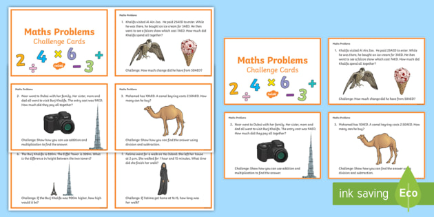 UAE Math Problem Challenge Cards