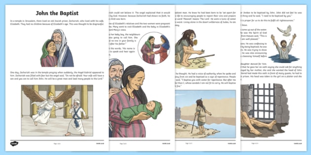 John the Baptist Story Print-Out (teacher made)