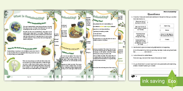 LKS2 What Is Sustainability? Differentiated Reading Activity