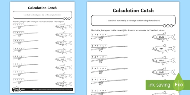Three Digit and One Digit Division Matching Worksheet