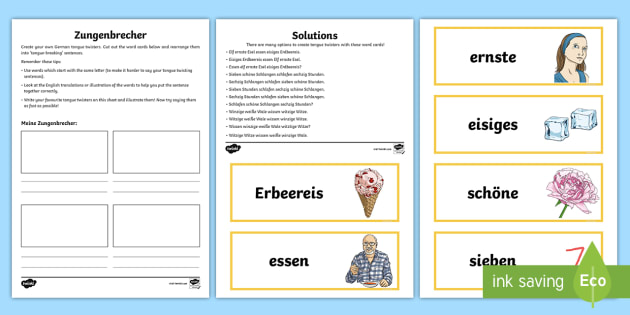 German Tongue Twister Activity - German Resources