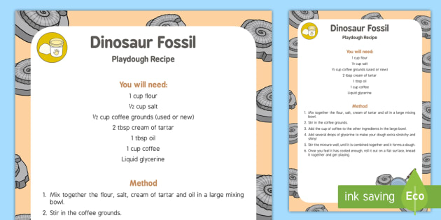 Dinosaur Fossil Playdough Recipe (teacher made)
