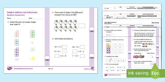Grade 2 Addition and Subtraction Baseline Assessment