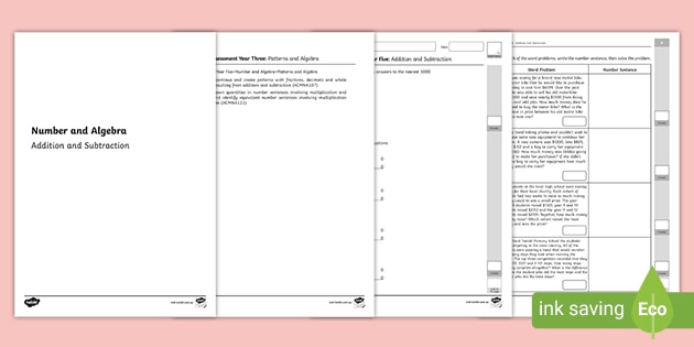 Year Five Number and Algebra Australia Assessment Pack