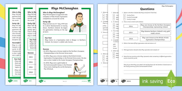 Rhys McClenaghan Differentiated Reading Comprehension Activity