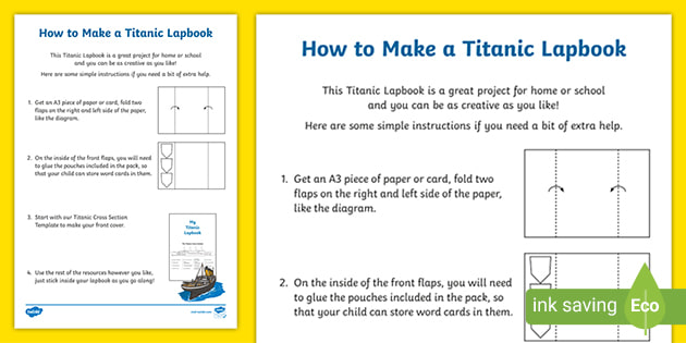 The Titanic Lapbook Instructions Sheet (teacher made)
