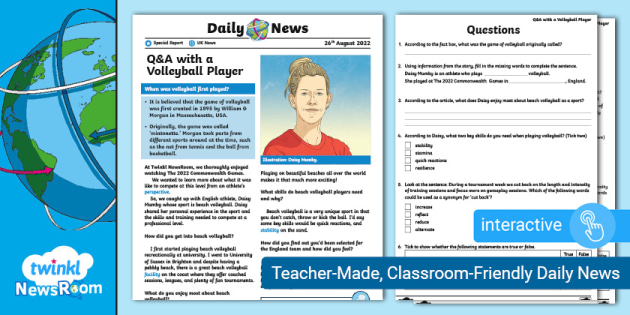 FREE! - Q&A with a Volleyball Player - Daily NewsRoom Article