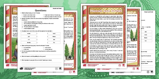 Hansel and Gretel Traditional Fairy Tale LKS2 Reading Comprehension