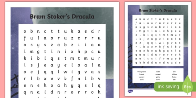 Bram Stoker's Dracula Word Search-Irish (teacher made)