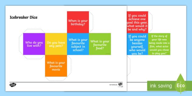 Icebreaker Dice Worksheet / Activity Sheet - ROI Back to School
