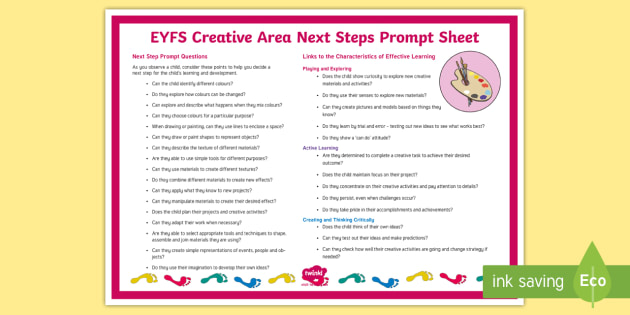 * NEW * EYFS Creative Area Next Steps Prompt Poster - prompt